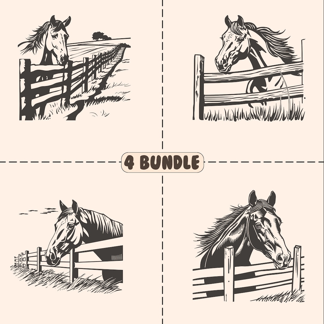 Horse Fence Stable Barn Farm SVG PNG DXF Laser Machine Cut File ...