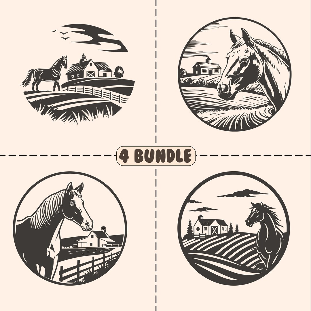 Horse Farmhouse Barn Stable SVG PNG DXF Laser Machine Cut File ...