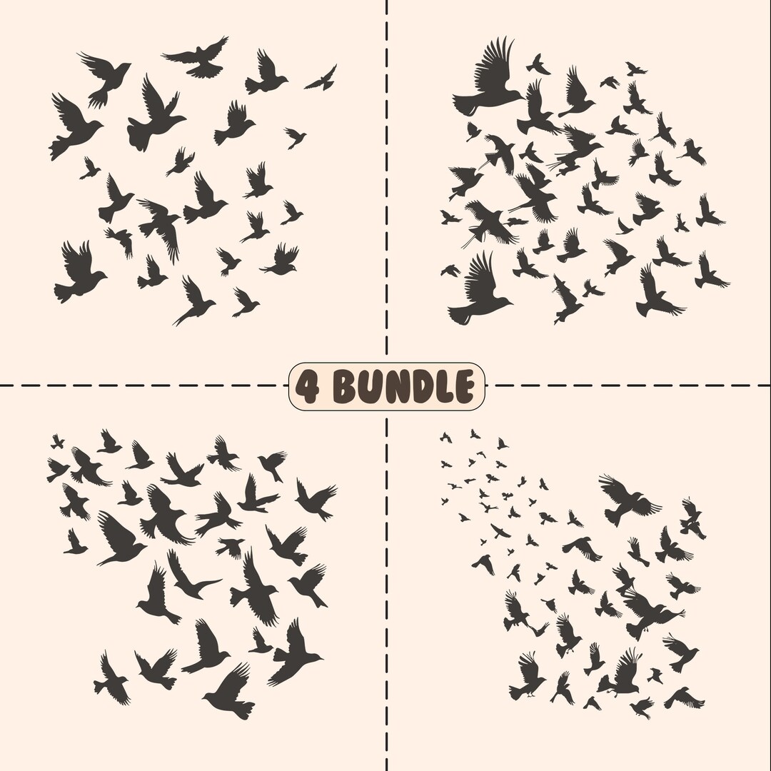 Flock of Birds SVG PNG DXF Laser Machine Cut File Printable Silhouette ...