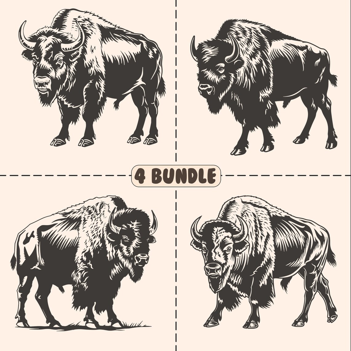 Bison SVG Bison PNG Bison DXF Bison Laser Machine Cut File Bison ...