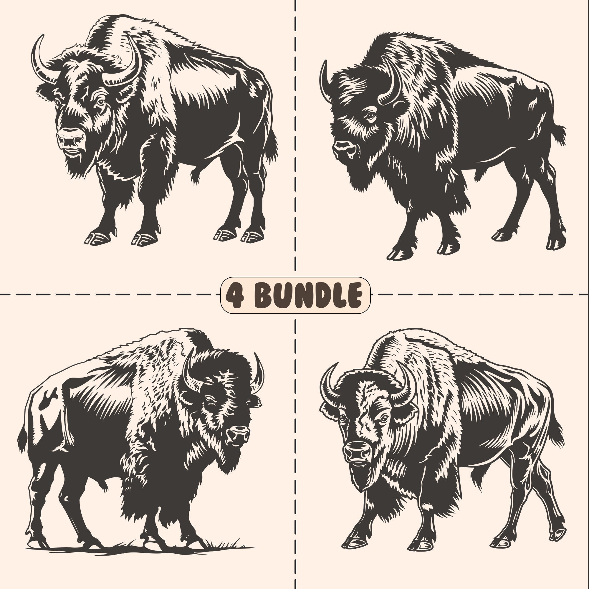 Bison SVG Bison PNG Bison DXF Bison Laser Machine Cut File Bison ...