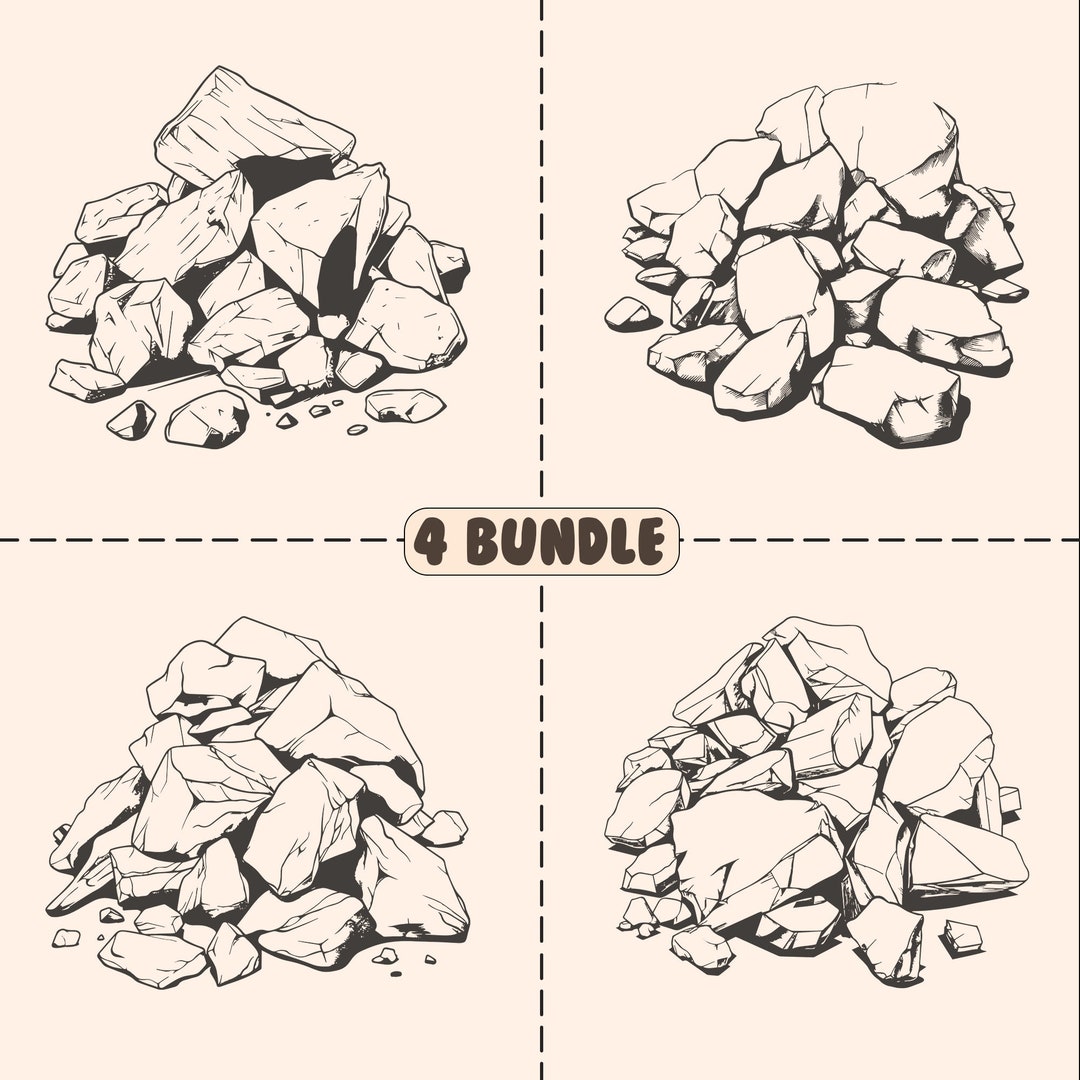 Pile of Rocks SVG Rocks PNG Stones DXF Laser Machine Cut File Printable ...