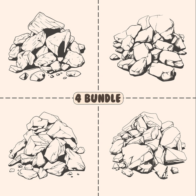 Pile of Rocks SVG Rocks PNG Stones DXF Laser Machine Cut File Printable ...
