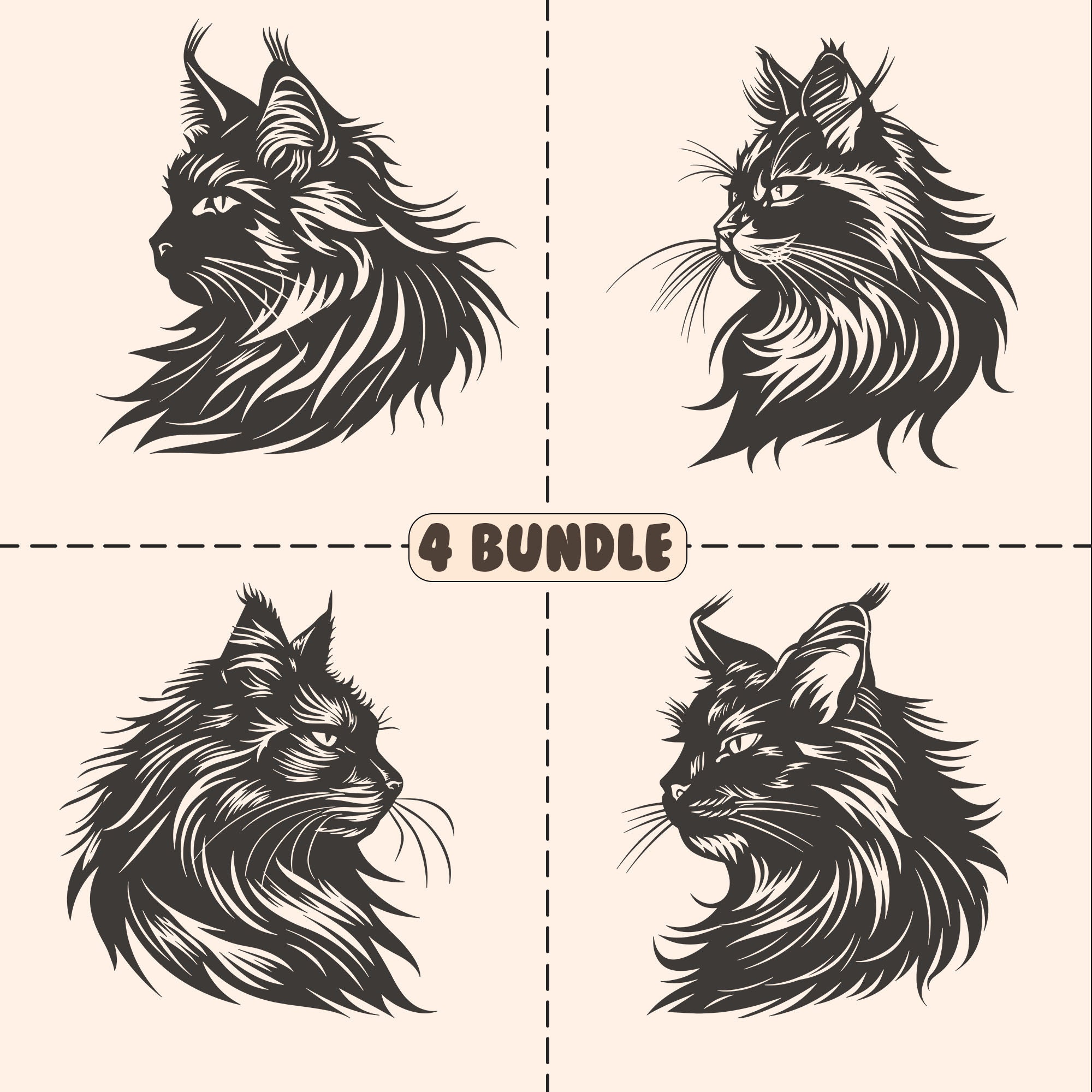 Maine Coon SVG Maine Coon PNG Maine Coon DXF Laser Machine Cut File ...
