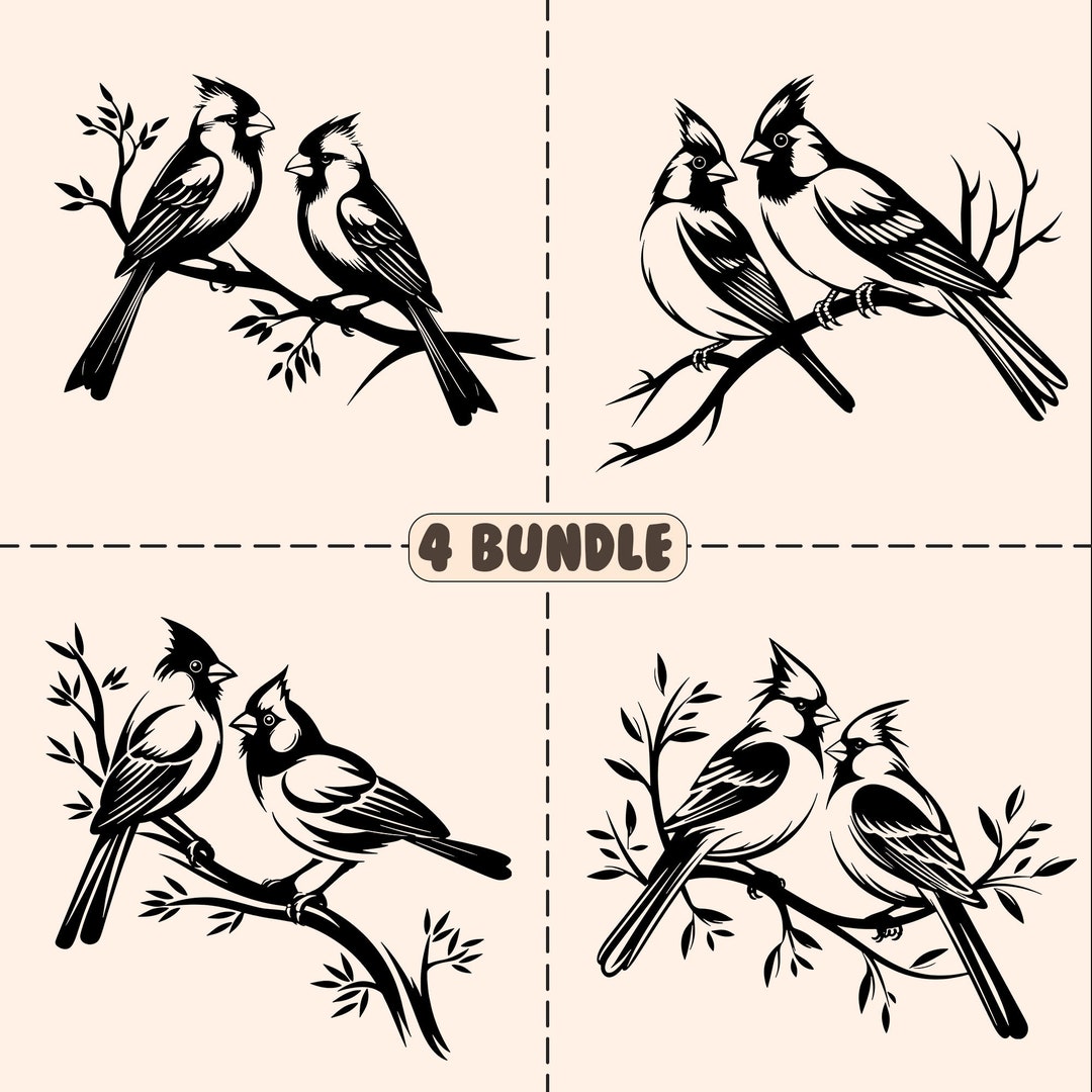 Cardinal Couple SVG Cardinal PNG Bird DXF Laser Machine Cut File ...