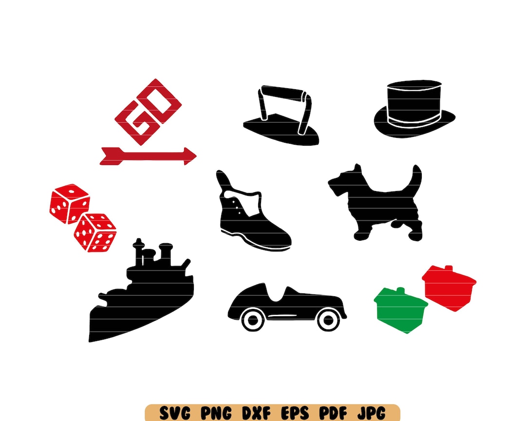 Monopoly Pieces SVG DXF PNG Cut File Clipart Instant Download Digital ...