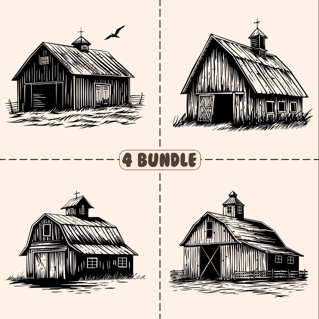 Rustic Barn SVG Barn PNG Farm DXF Farmhouse Laser Machine Cut File Printable Silhouette Stencil ...