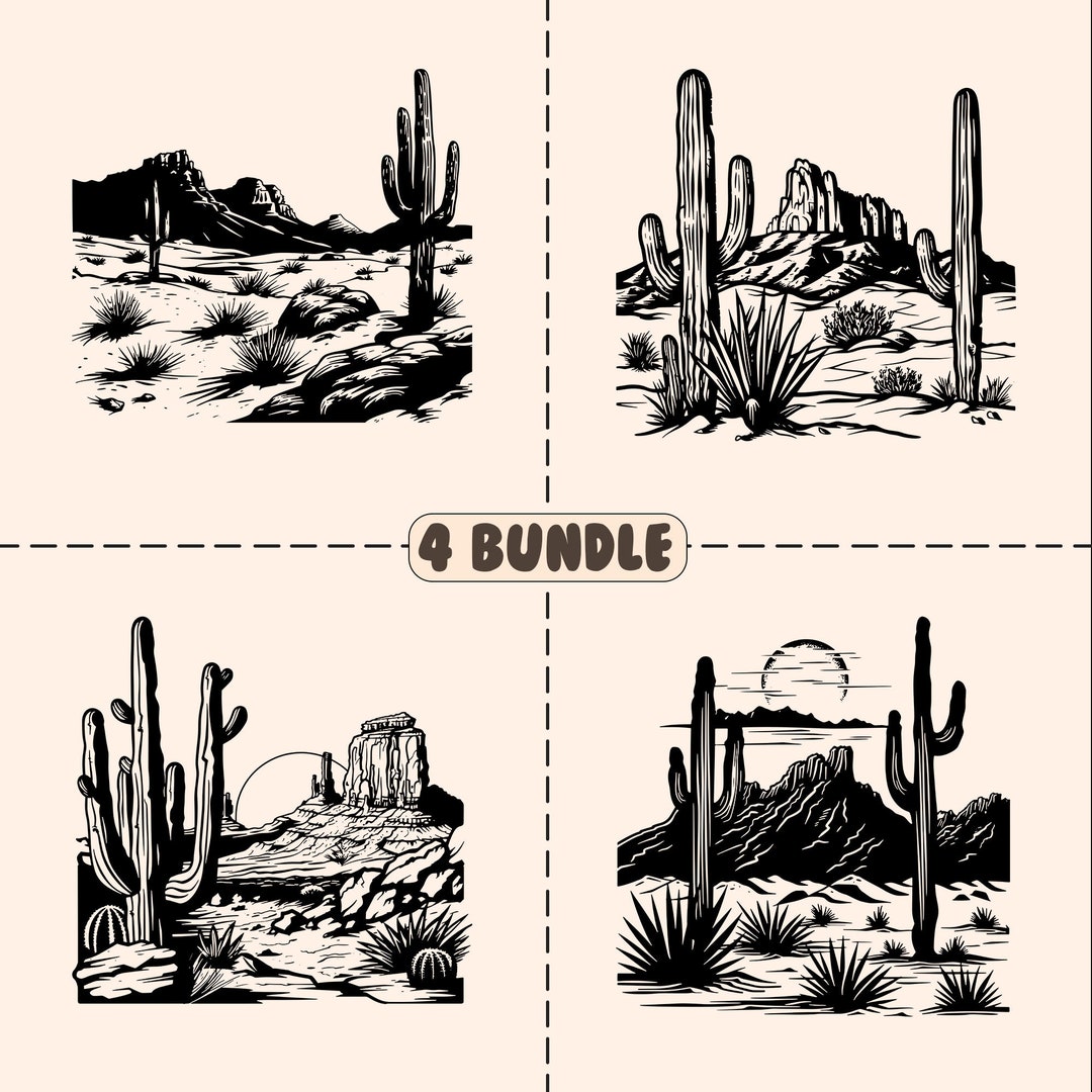 Saguaro National Park Scene SVG PNG DXF Laser Machine Cut File ...