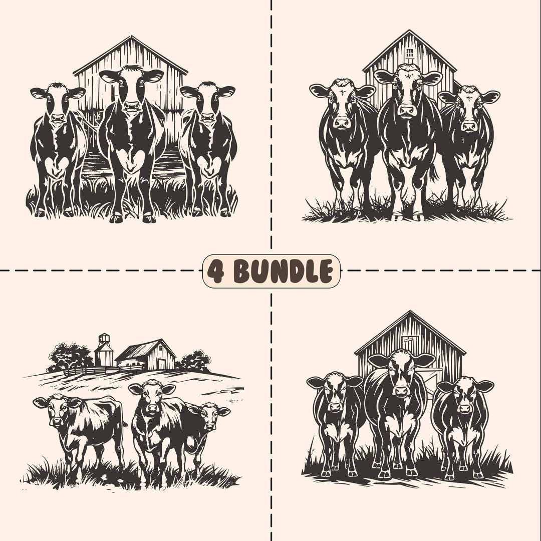 Cattle Farm SVG Cow PNG Cattle DXF Laser Machine Cut File Printable ...