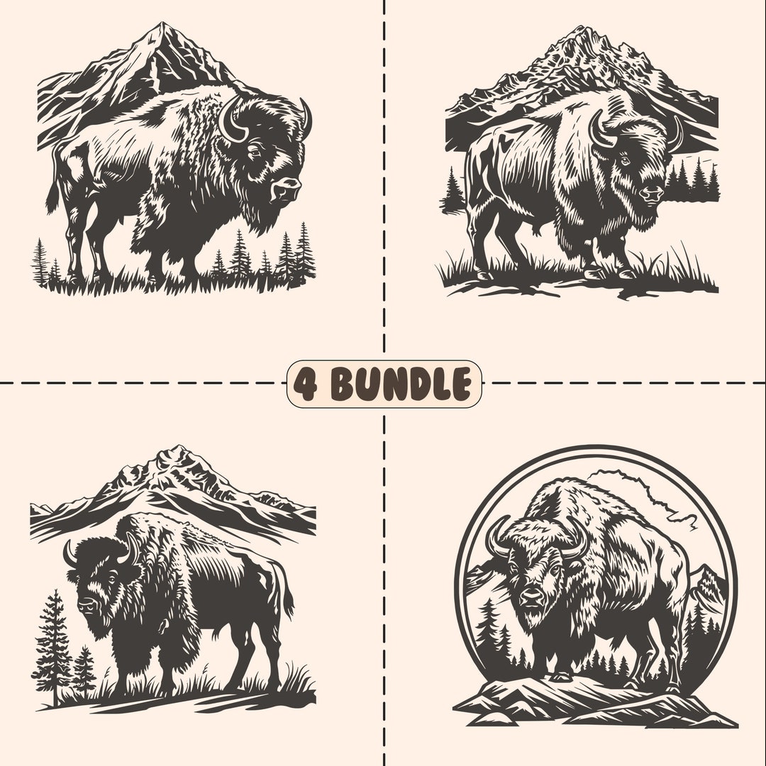 Grand Teton Bison SVG PNG DXF Laser Machine Cut File Printable ...