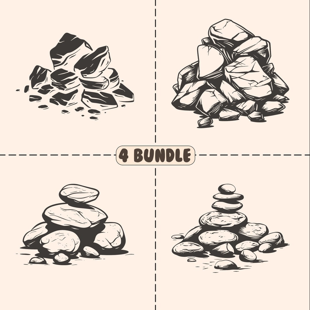 Pile of Stones SVG Rocks PNG Stones DXF Laser Machine Cut File ...
