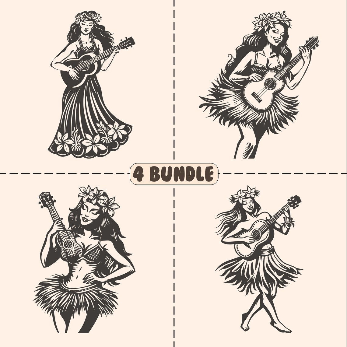 Hula Girl SVG PNG DXF Laser Machine Cut File Printable Silhouette ...
