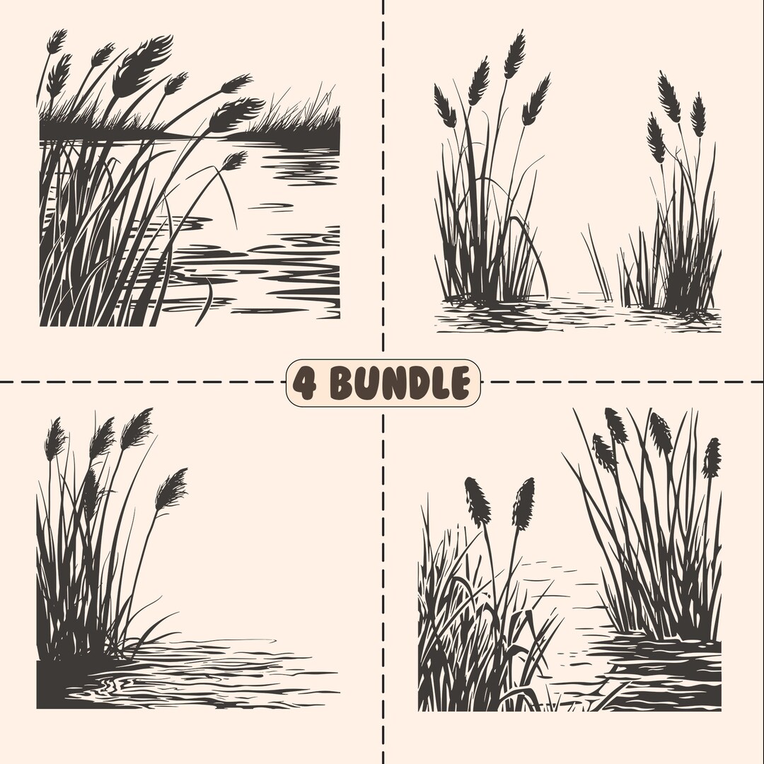 Cattails and Lake SVG Cattails PNG DXF Laser Machine Cut File Printable ...
