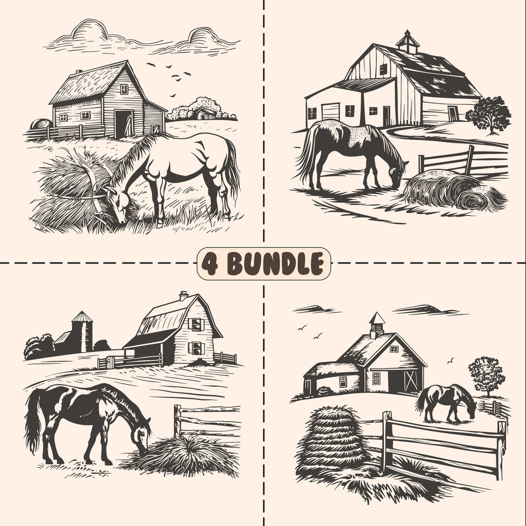 Horse Barn Stable Farm SVG PNG DXF Laser Machine Cut File Printable ...