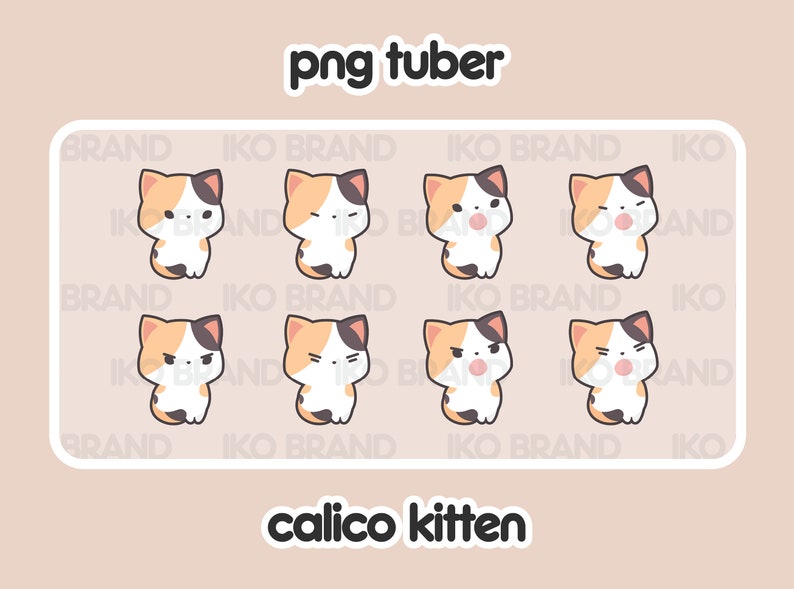 Pngtuber Calico Kitten Cat Chibi Cute Kawaii - Etsy