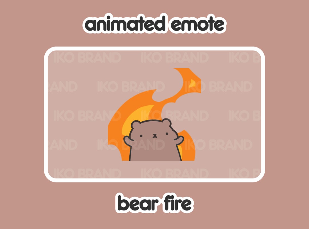 Animated Emote Bear Fire Cute Kawaii Chibi Twitch - Etsy