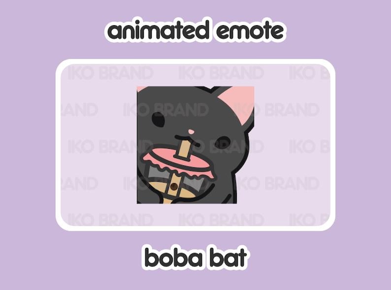 Animated Emote Bat Boba Bubble Tea Cute Kawaii Chibi Twitch, Youtube ...
