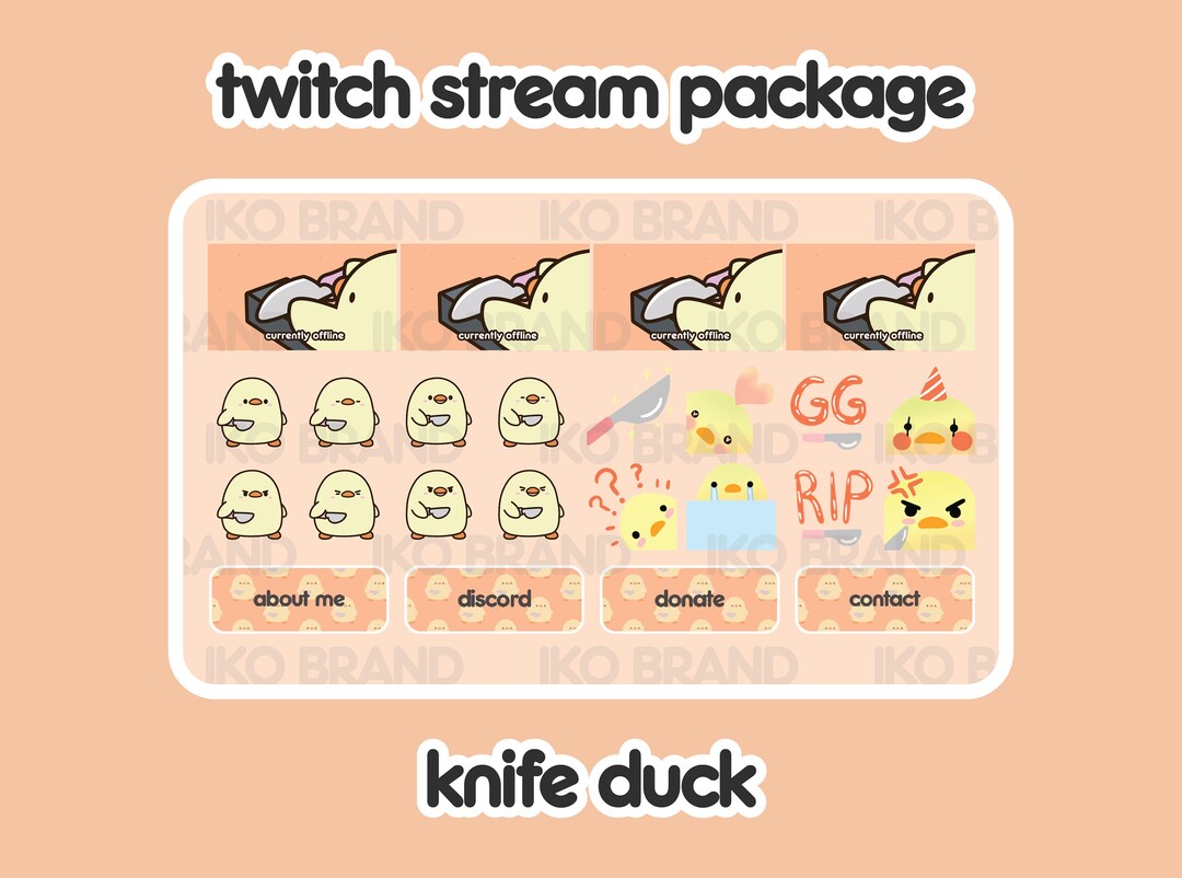 Knife Duck Twitch Stream Package: Animated Screens, Emotes (digital ...