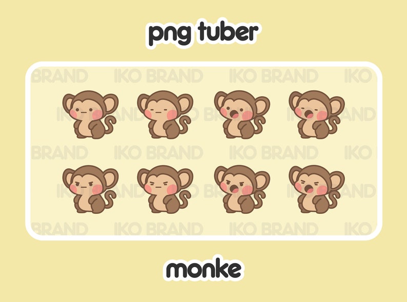Pngtuber Monkey Chibi Cute Kawaii Twitch Youtube Vtuber Streaming Ready ...