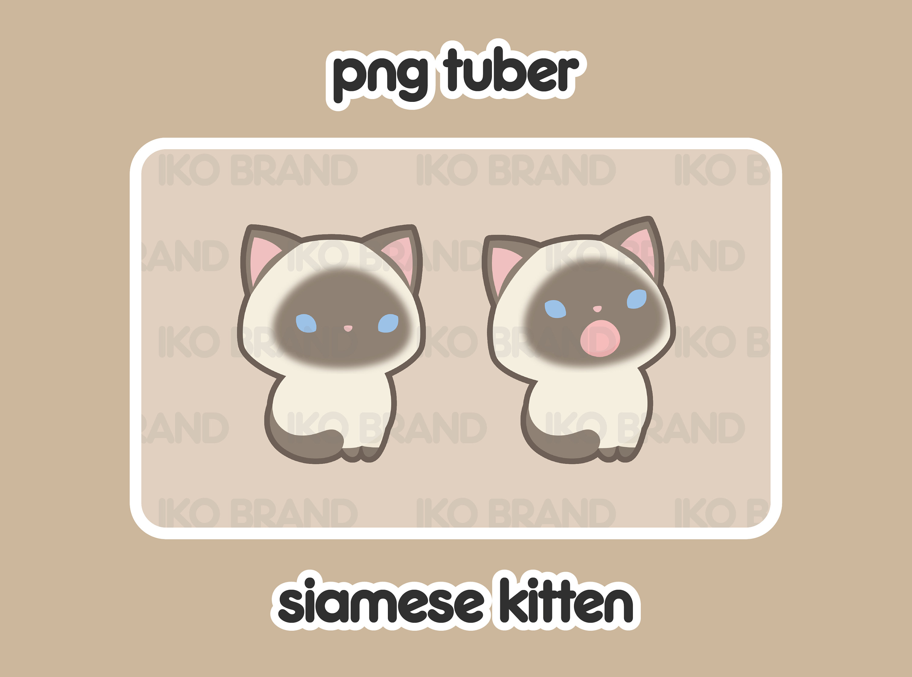 Siamese Kitten Pngtuber – Chibi Vtuber Avatar (ready to Use) - Etsy