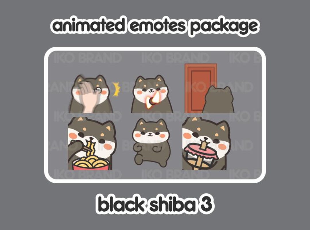 Black Shiba Animated Emotes – Twitch, Youtube, Discord (GIF Files) - Etsy