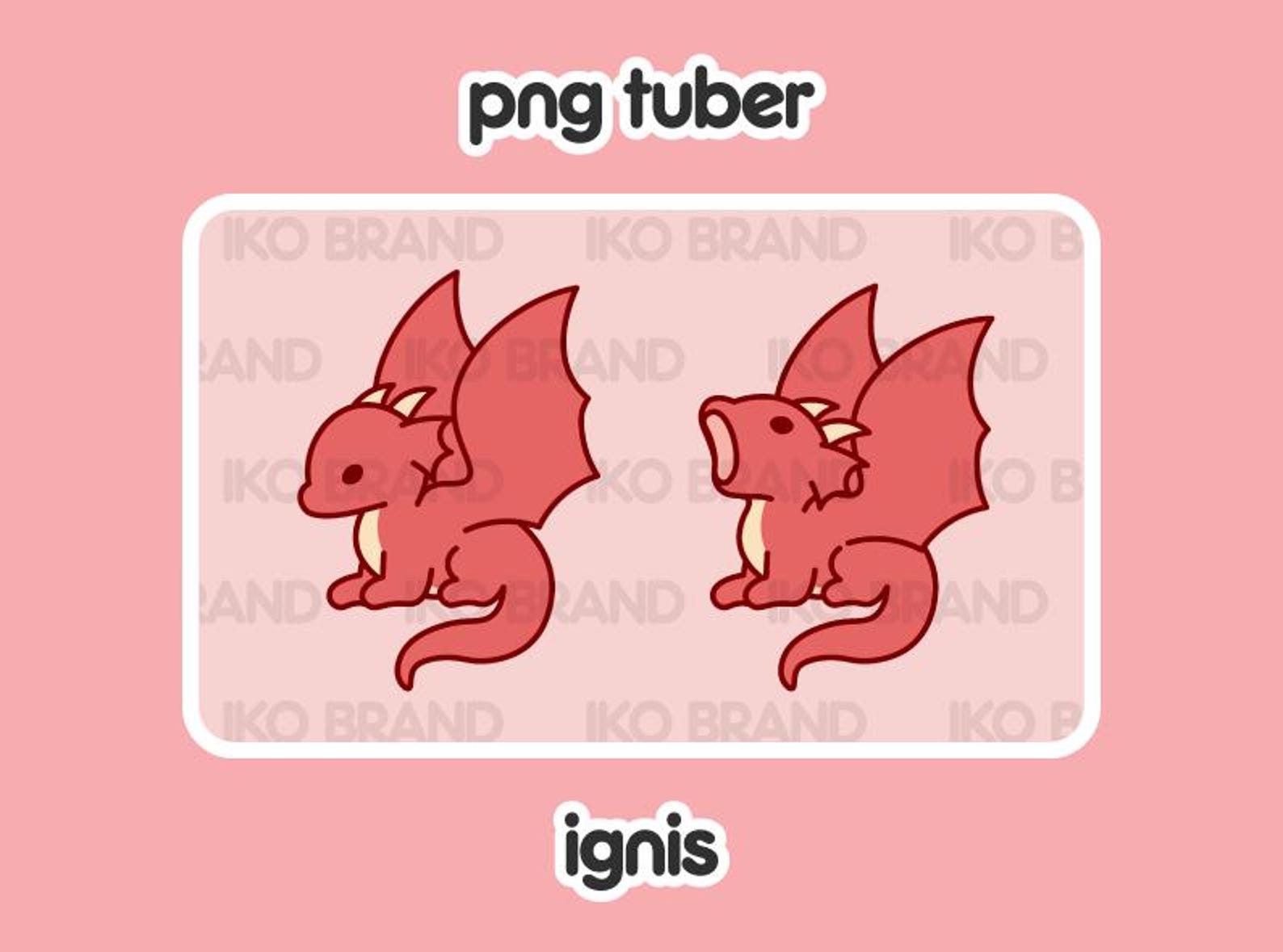 Fire Red Dragon Pngtuber Avatar: Chibi Vtuber (digital Download) - Etsy
