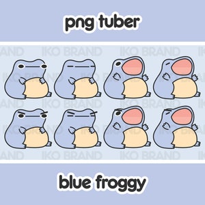 Pngtuber - Blue Frog | Chibi | Cute | Kawaii | Twitch | Youtube | Vtuber | Streaming | Ready to ...