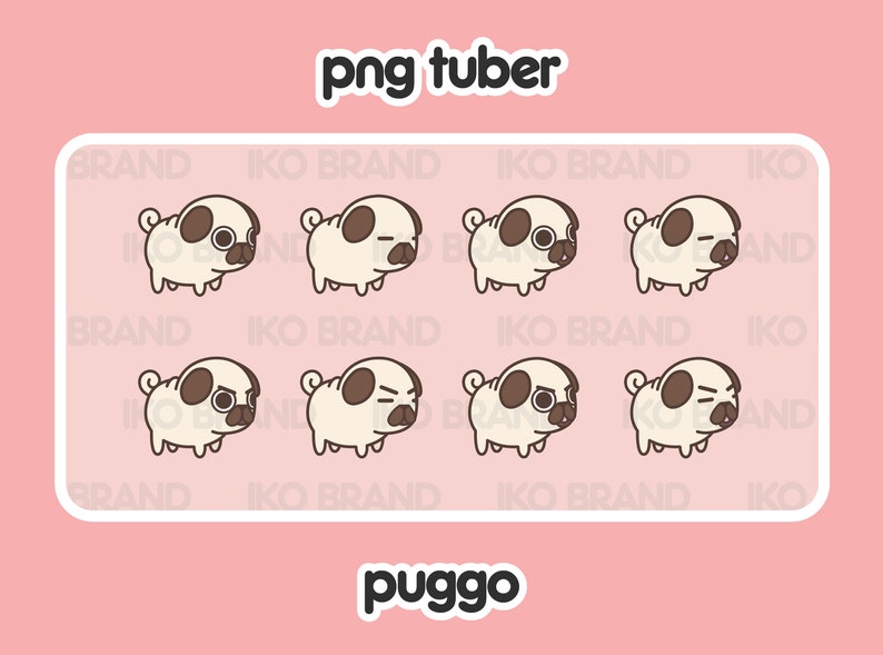Pngtuber Pug Chibi Cute Kawaii Twitch Youtube Vtuber Streaming Ready to ...