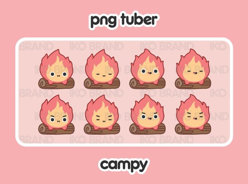 PNGTuber Campfire / Lindo / Chibi / Kawaii / Twitch / YouTube / Vtuber / Streaming / Listo para ...