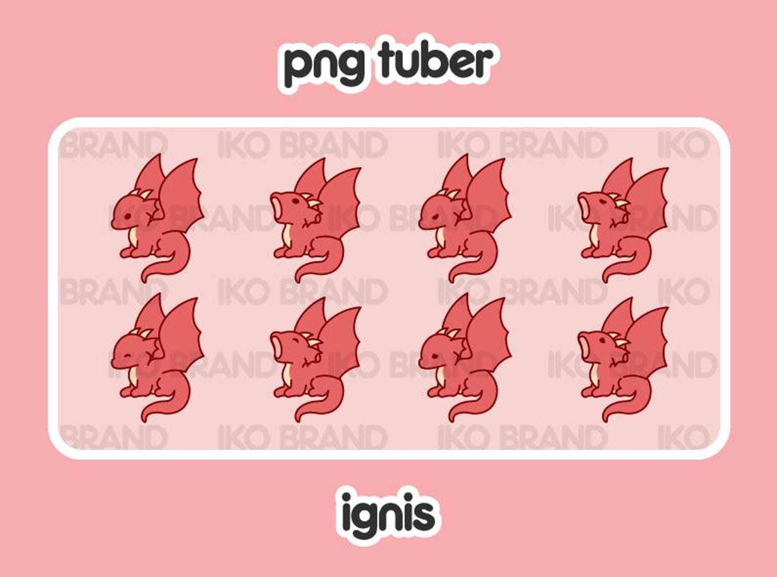 Fire Red Dragon Pngtuber Avatar: Chibi Vtuber (digital Download) - Etsy