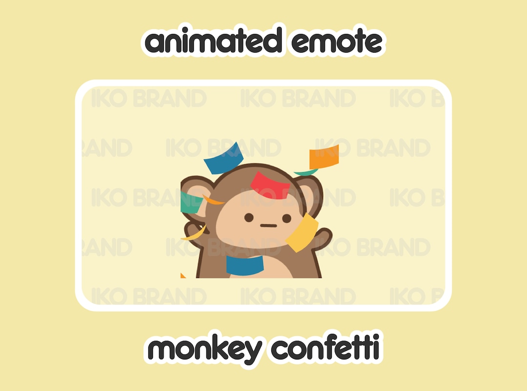 Animated Emote - Monkey Confetti Party Hype | Cute | Kawaii | Chibi ...