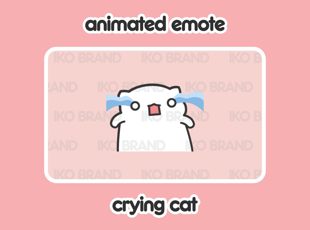 Animated Emote Crying Cat Cute Kawaii Chibi Twitch - Etsy