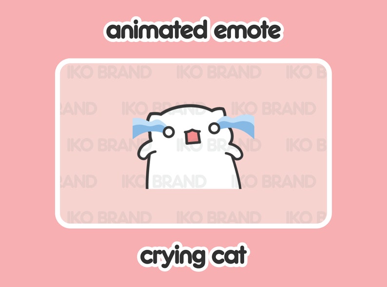 Animated Emote Crying Cat Cute Kawaii Chibi Twitch - Etsy