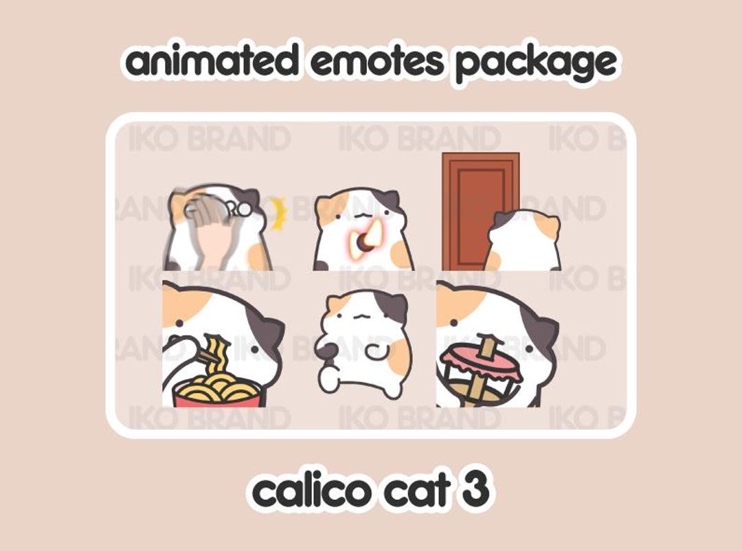 Calico Cat Animated Emotes Package – Twitch, Youtube, Discord (GIF ...