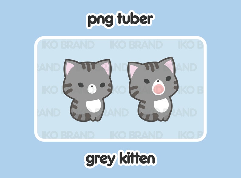 Pngtuber Grey Kitten Tabby Cat Chibi Kawaii Twitch - Etsy
