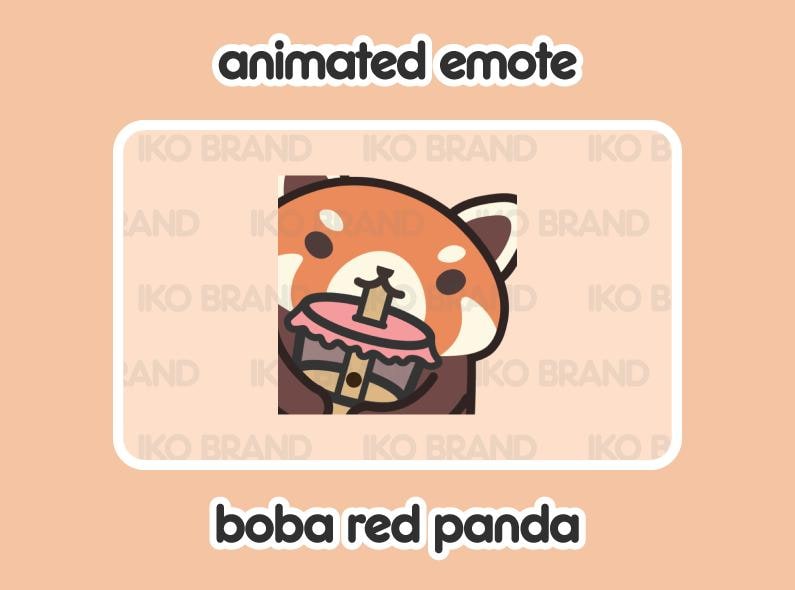 Animated Emote - Red Panda Boba | Bubble Tea | Cute | Kawaii | Chibi ...