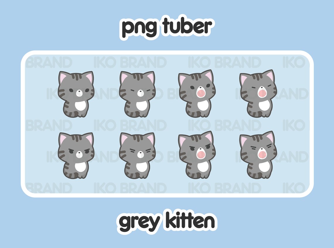 Pngtuber Grey Kitten Tabby Cat Chibi Kawaii Twitch - Etsy