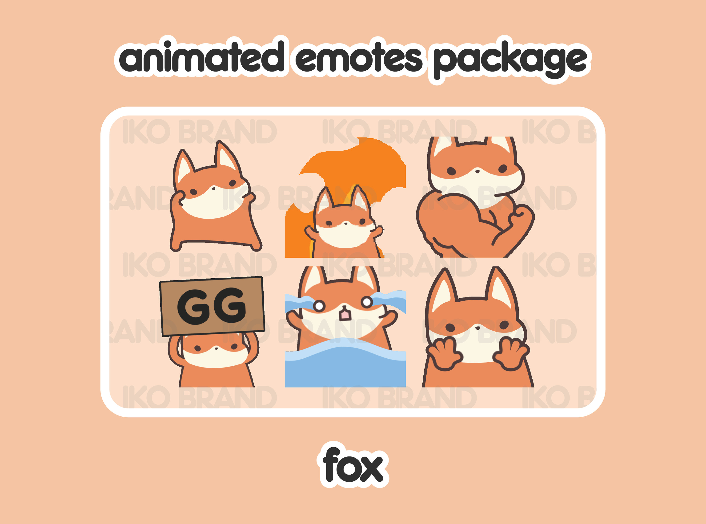 Animated Emotes Package Fox Cute Kawaii Chibi Twitch, Youtube, Discord ...