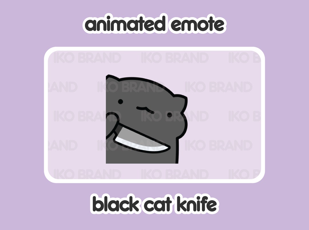 Animated Emote Black Cat Evil Knife Stabbing Cute Kawaii Chibi Twitch ...