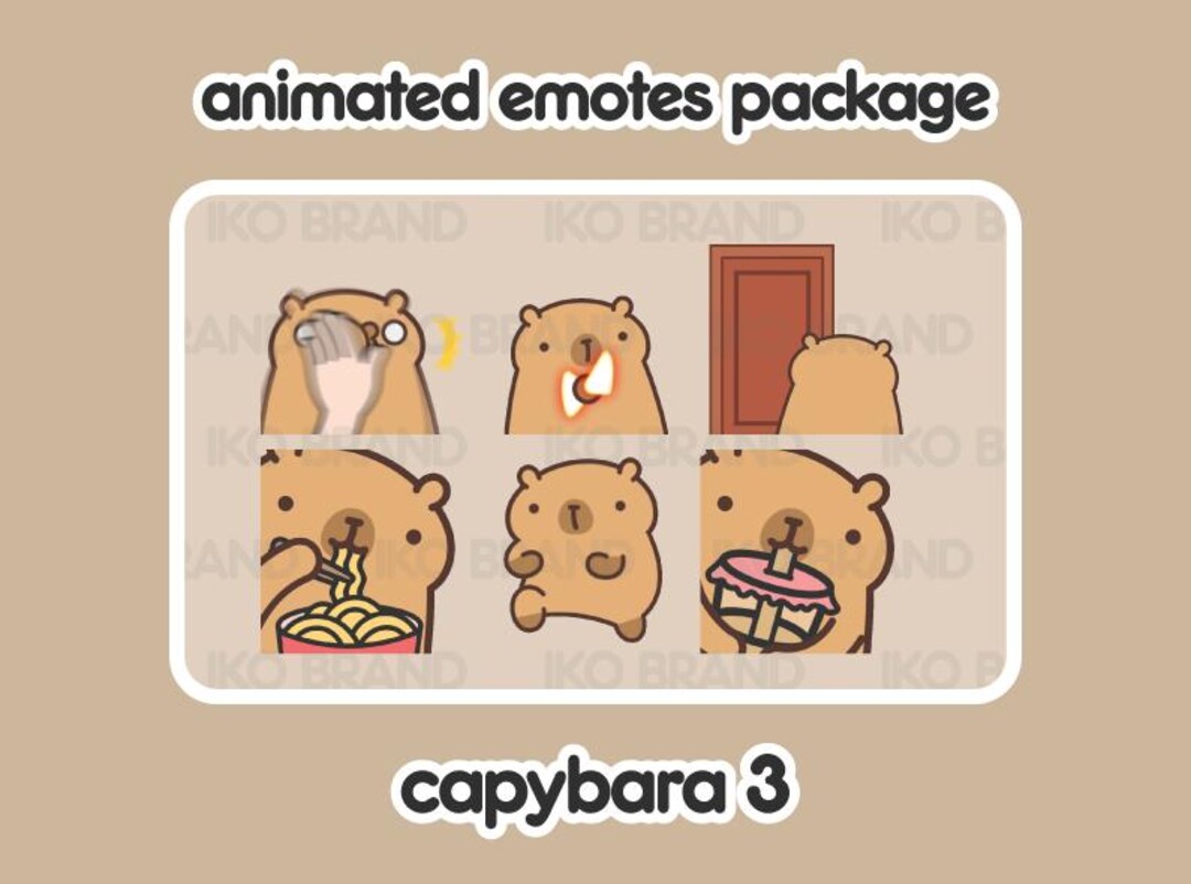 Animated Capybara Emotes Package – Chibi Kawaii Stream Assets (GIF ...