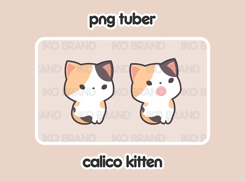 Calico Kitten Pngtuber – Chibi Cat Vtuber Avatar (ready to Use) - Etsy