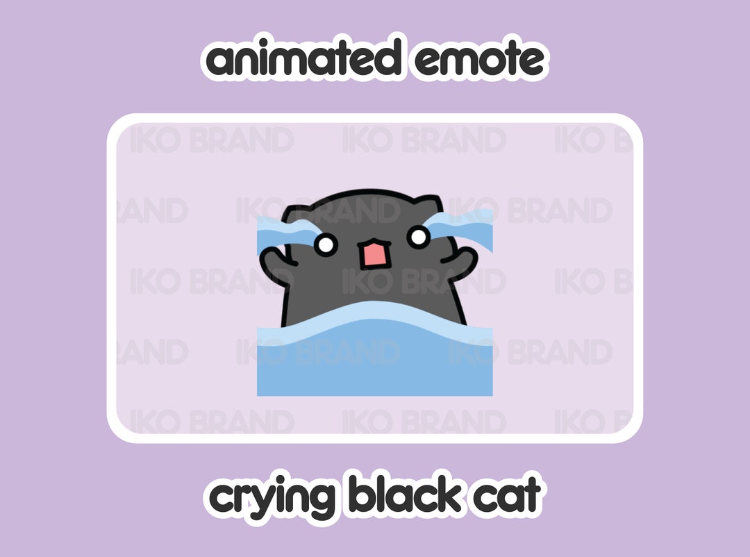 Animated Emote - Crying Black Cat | Cute | Kawaii | Chibi | Twitch, Youtube, Discord | Stream ...