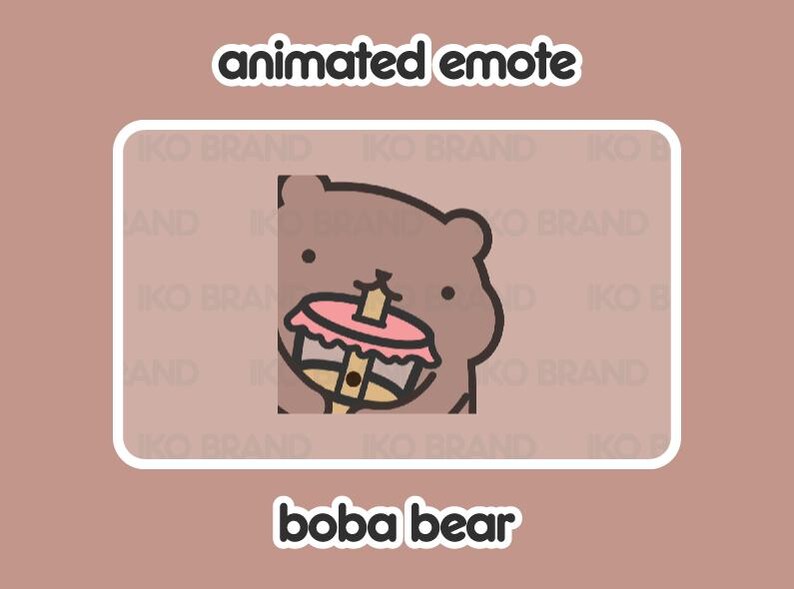 Animated Emote Bear Boba Bubble Tea Cute Kawaii Chibi Twitch, Youtube ...