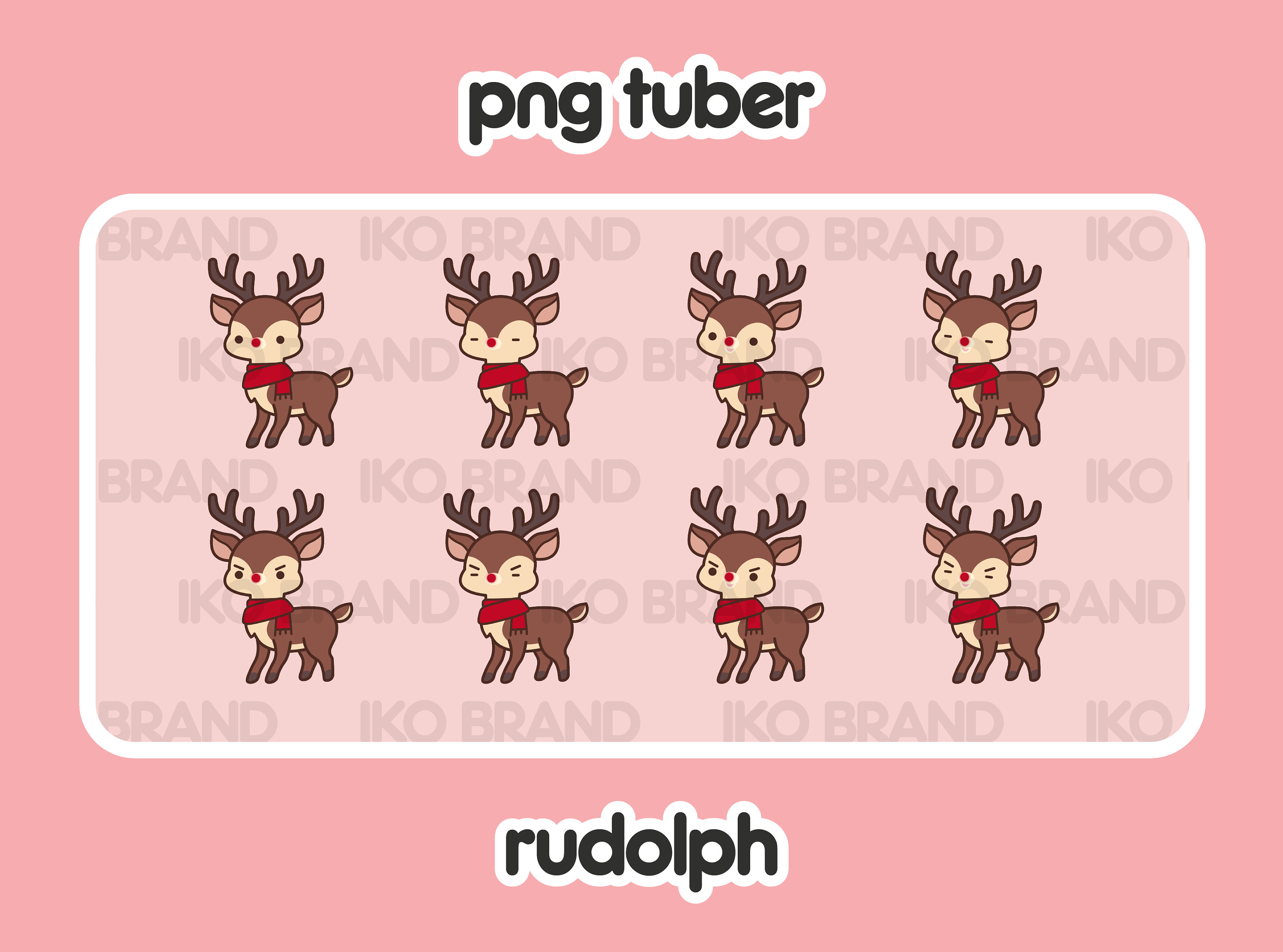 Pngtuber Rudolph Red Nose Cute Chibi Kawaii Twitch Youtube Vtuber Streaming Ready to Use and ...