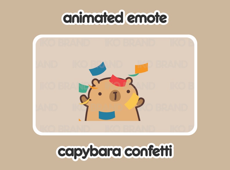 Animated Emote Capybara Confetti Party Hype Cute Kawaii Chibi Twitch ...