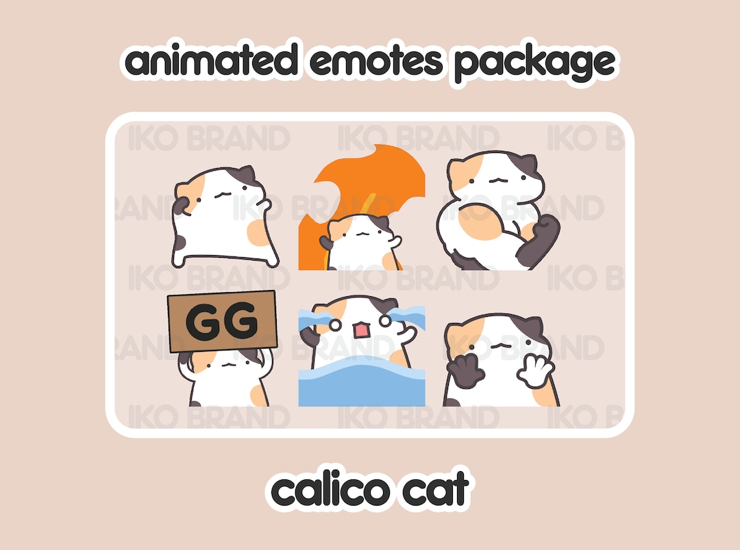 Calico Cat Animated Emotes: Chibi Kawaii Streamer Graphics (GIF) - Etsy