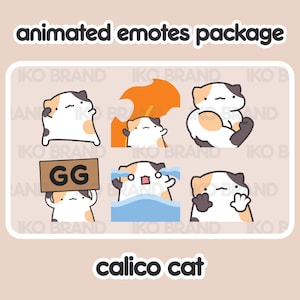 Calico Cat Animated Emotes: Chibi Kawaii Streamer Graphics (GIF) - Etsy