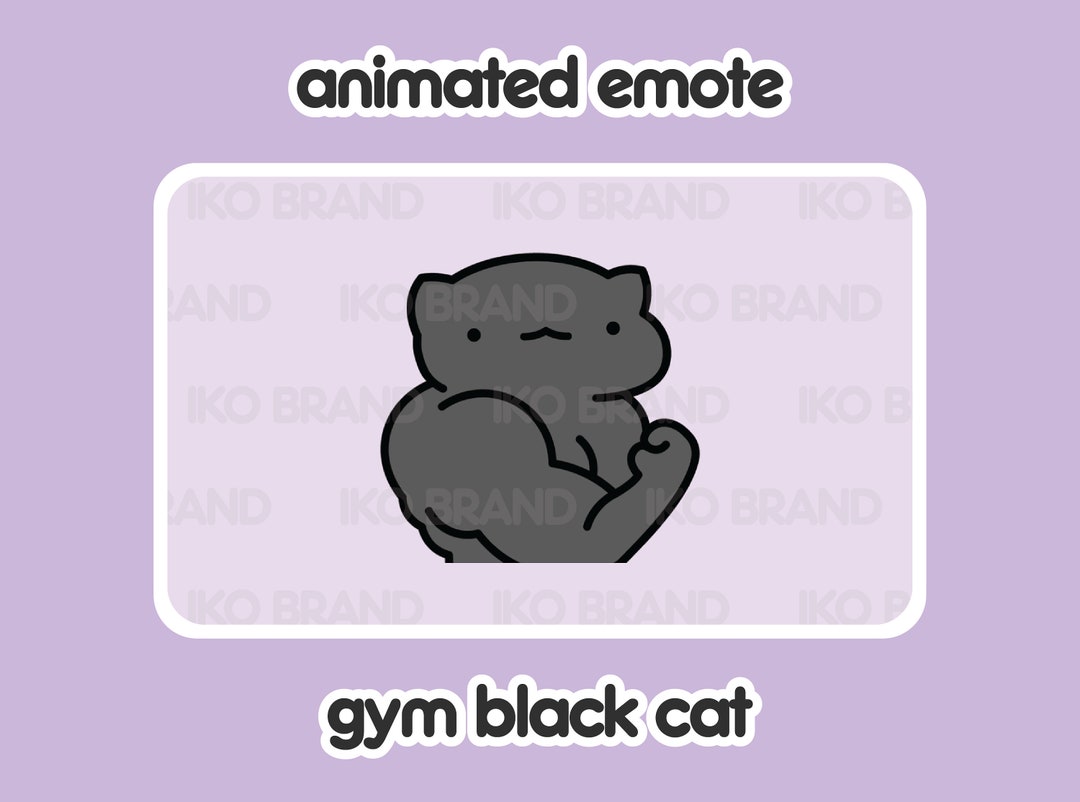 Animated Emote - Gym Black Cat | Cute | Kawaii | Chibi | Twitch ...