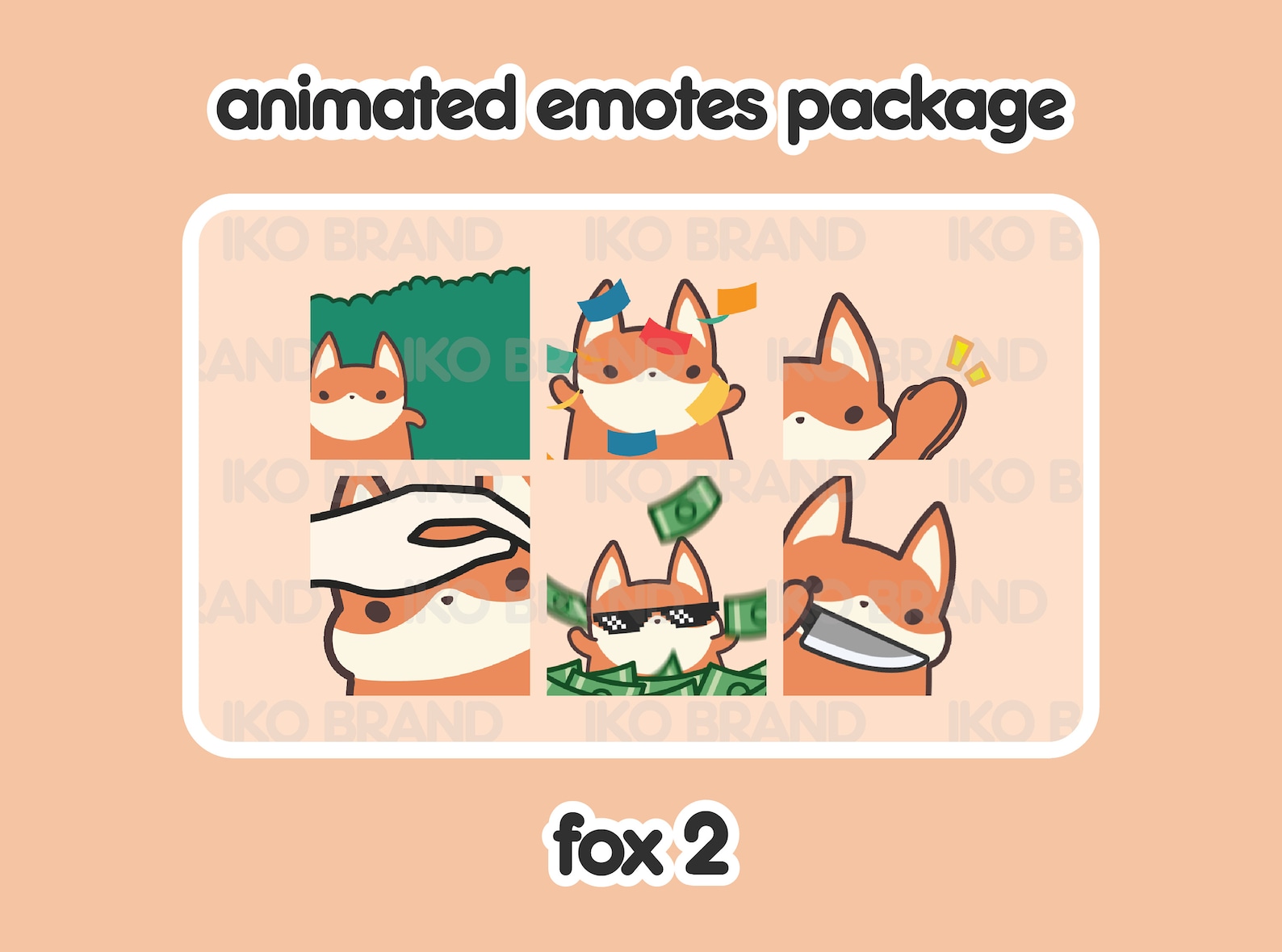 Animated Emotes Package Fox 2 Cute Kawaii Chibi Twitch, Youtube ...