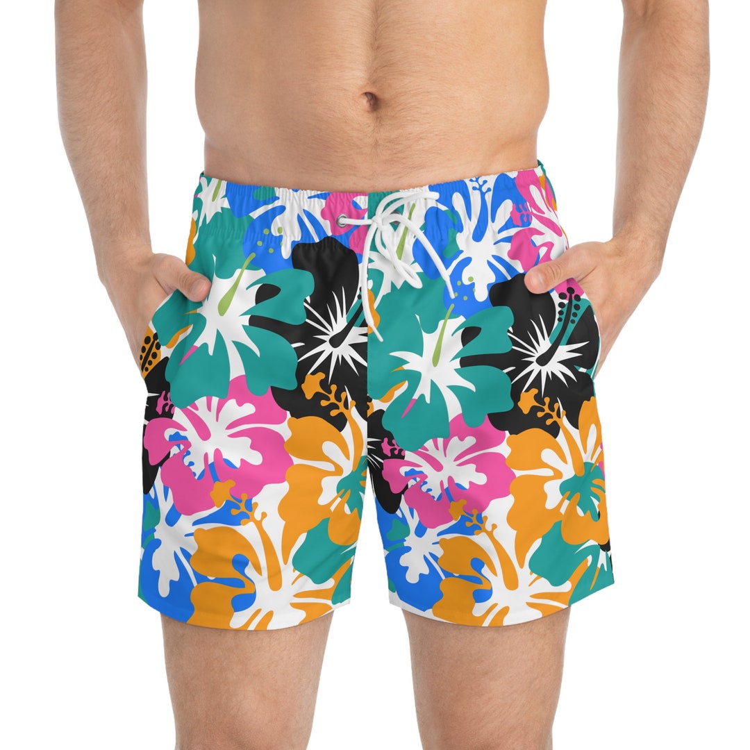 Swim Trunks AOP Custom Hibiscus Flower Swim Trucks Men Perfect Gift ...